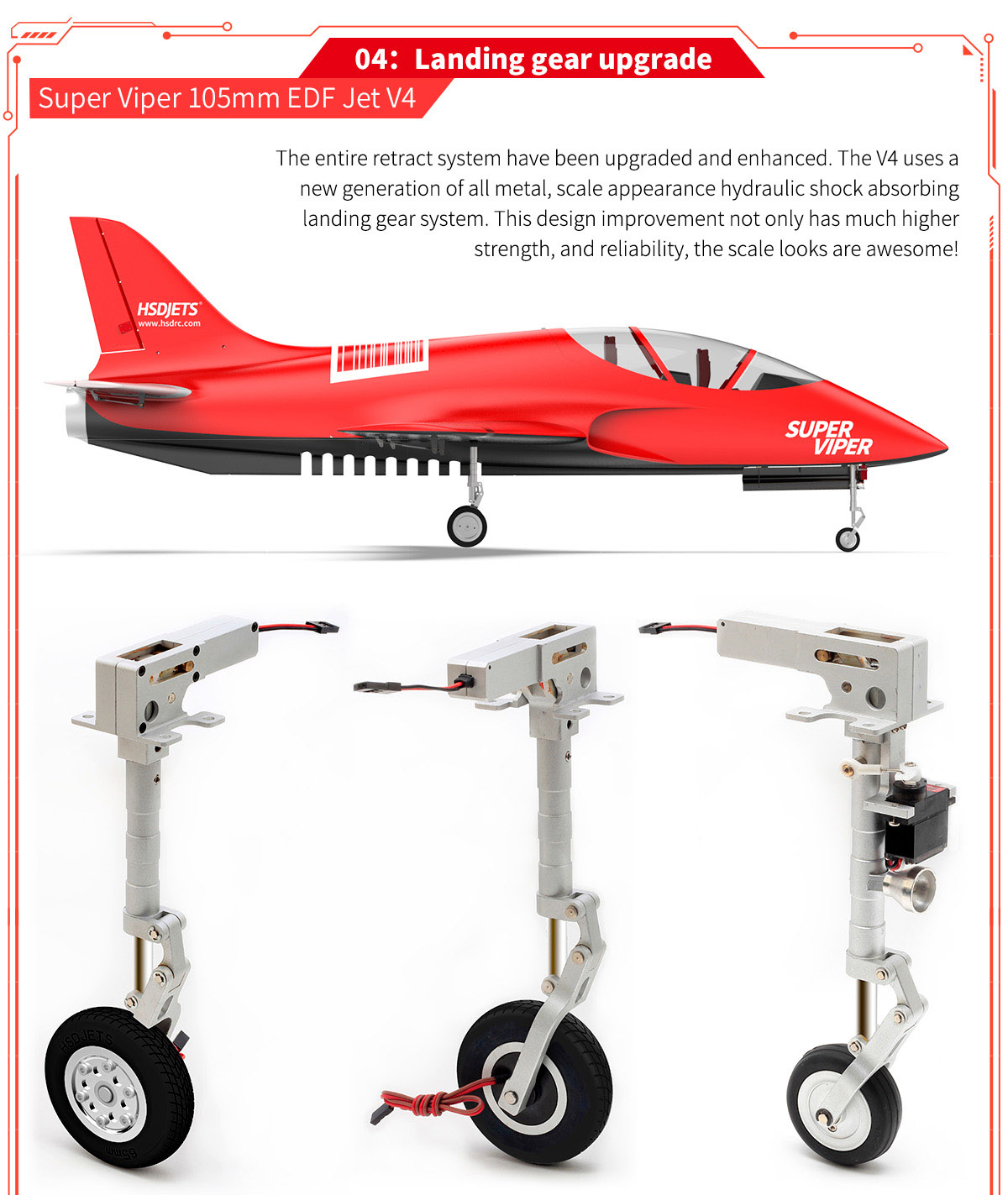 HSDJETS 105mm EDF Super Viper V4 Red - RC Jet Center